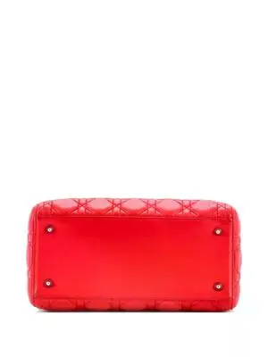 Dior Lady Cannage Quilt Lambskin Medium Satchel - Red
