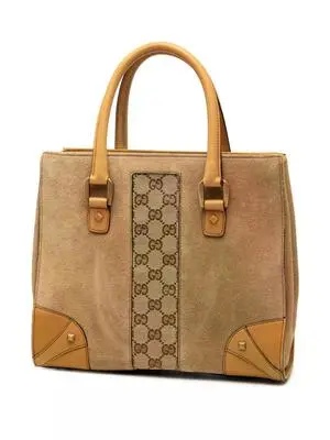 Gucci Suede Gg Canvas Nailhead Handbag
