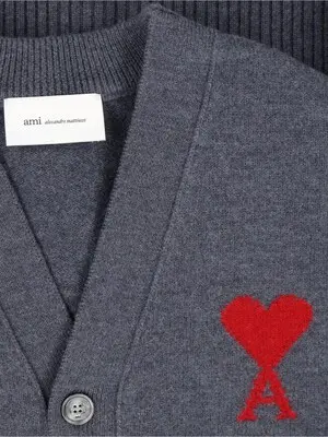 AMI Paris De Cœur Cardigan - Gray
