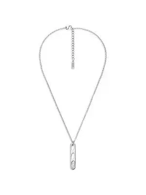 DIESEL Oval D Logo Pendant Necklace - Silver