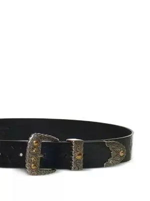 Pinko Embossed Buckle Leather Belt - Black