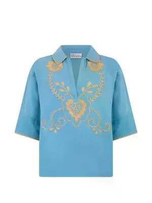Valentino Garavani Embroidered-detail Blouse - Blue