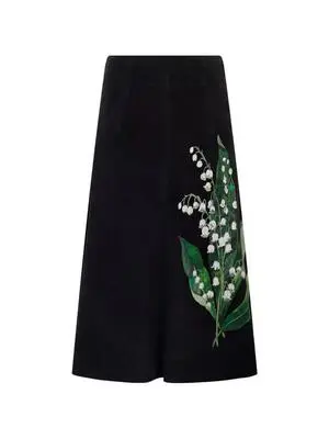 Valentino Garavani Floral-print A-line Skirt - Black