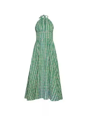 Rosie Assoulin Halterneck Checked Midi Dress