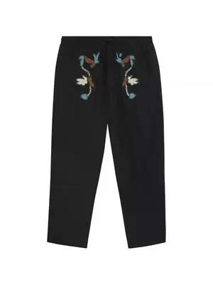 BAZISZT Rouat Floral-embroidered Trousers - Black