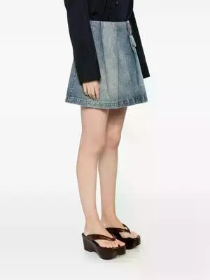 Loewe Pleated A-line Denim Skirt