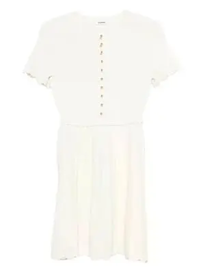 Sandro Buttoned Scalloped Mini Dress - Neutrals