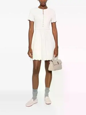 Sandro Buttoned Scalloped Mini Dress