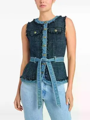 Cinq À Sept Joans Frayed Belted Vest - Blue
