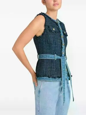 Cinq À Sept Joans Frayed Belted Vest - Blue