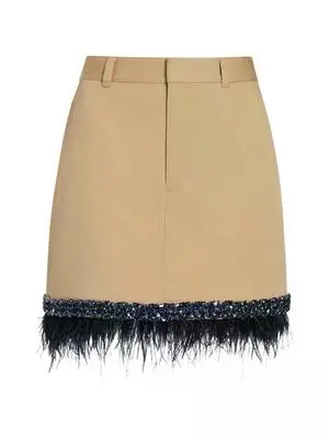 Cinq À Sept Feather-trim Mini Skirt - Neutrals