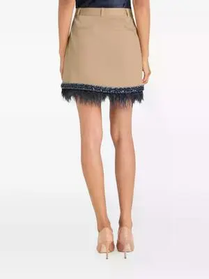 Cinq À Sept Feather-trim Mini Skirt - Neutrals