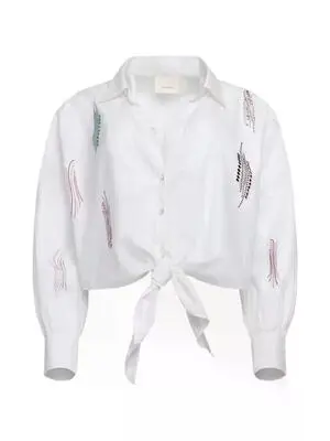 Cinq À Sept Marianna Paillette Whirl Tied Shirt - White