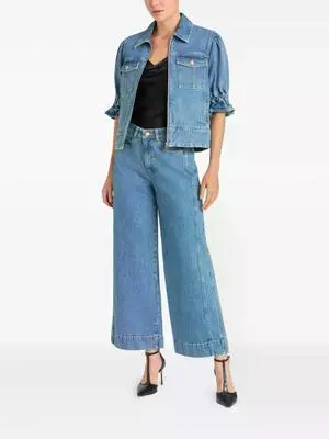 Cinq À Sept Holly Puffed-sleeve Denim Jacket - Blue