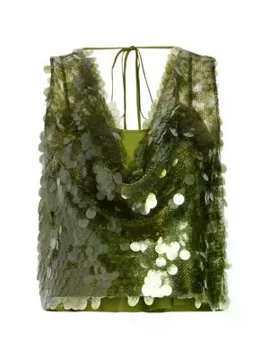 Cinq À Sept Calista Sequin Top - Green