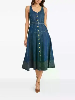 Cinq À Sept Kehlani Belted Jean Midi Dress - Blue
