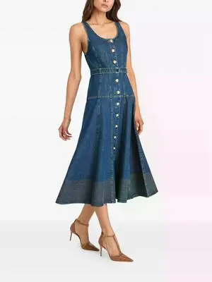 Cinq À Sept Kehlani Belted Jean Midi Dress - Blue