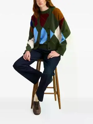 Pringle Of Scotland Argyle-pattern Lambswool Cardigan - Green