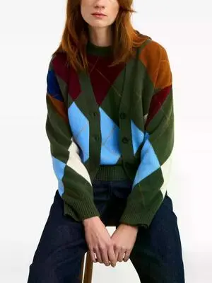 Pringle Of Scotland Argyle-pattern Lambswool Cardigan - Green