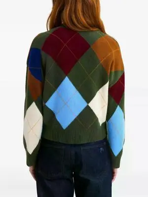 Pringle Of Scotland Argyle-pattern Lambswool Cardigan - Green