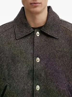WALES BONNER Buttoned Herringbone-pattern Bomber Jacket