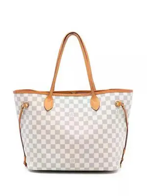 LOUIS VUITTON Damier Azur Neverfull Mm Tote Bag - White
