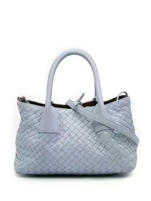 Bottega Veneta 2012-2025 Small Calfskin Intrecciato Pinacoteca Tote Satchel - Blue