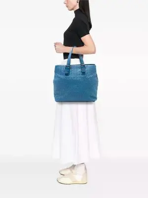 Bottega Veneta Nappa Intrecciato Belted Tote Bag - Blue