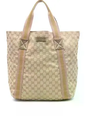 Gucci Gg Canvas Web Tote Bag - Brown