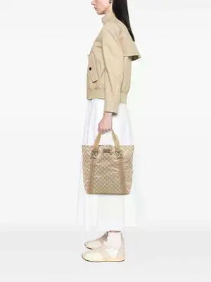 Gucci Gg Canvas Web Tote Bag - Brown