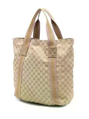 Gucci Gg Canvas Web Tote Bag - Brown