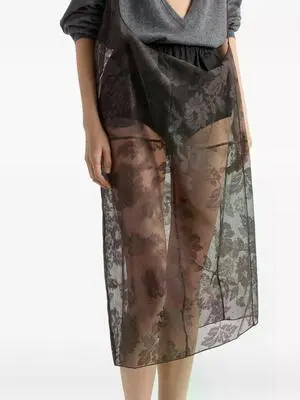 Prada Chantilly Lace Midi-skirt With Suspenders