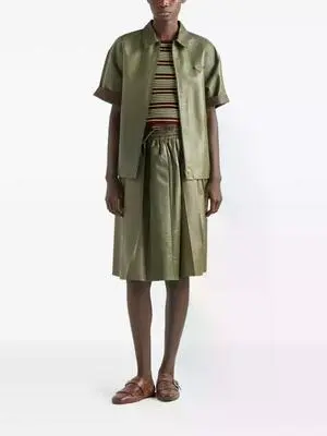 Prada Short-sleeved Striped Cotton Sweater - Green