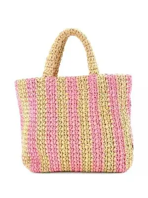 Prada Logo Raffia Small Tote Bag