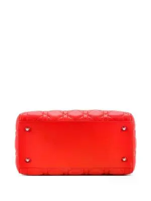 Dior Lady Bag Cannage Quilt Lambskin Medium Satchel - Red
