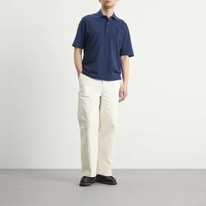 Ami Boxy Fit Polo With De Coeur Knitted Patch - Encre