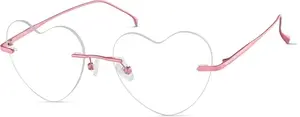 Zenni Heart Rimless Eyeglasses - Pink