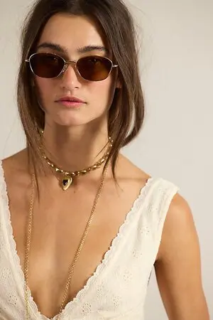 Free People Bridgitte Square Sunglasses - Gold/chocolate