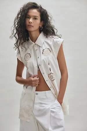 Free People We The Free Desert Lace Button Down