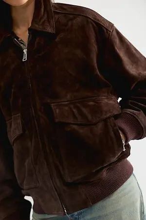 Citizens Of Humanity Vivienne Suede Bomber Jacket - Deep Chocolate
