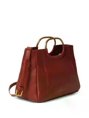 TWINSET Embossed-logo Leather Tote Bag With Adjustable Cross-body Strap