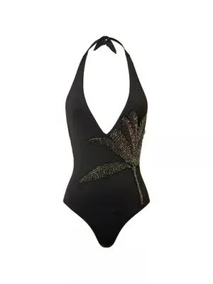 TWINSET Embellished Halterneck Swimsuit - Black