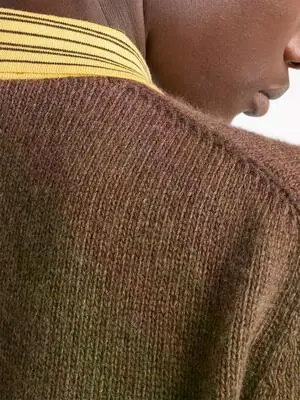 Prada Cashmere Cardigan With Contrasting Collar And Cuffs - Brown
