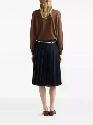 Prada Embroidered Logo Long Sleeve Polo Shirt - Brown