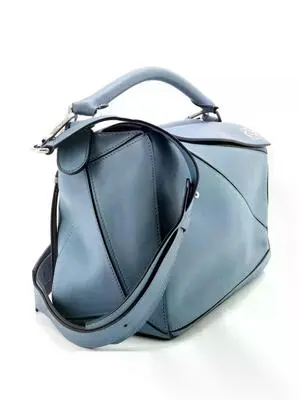 Loewe Puzzle Bag Leather Medium Shoulder Bag - Blue