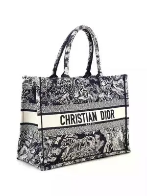 Dior Book Embroidered Canvas Medium Tote Bag - Blue