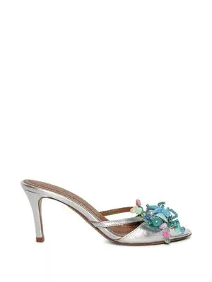 ALAMEDA TURQUESA Beaded-embellishment Mules - Silver