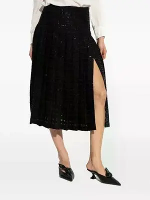 Alessandra Rich Sequin Slit Pleated Skirt
