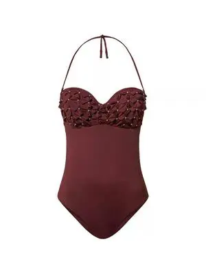 TWINSET Embellished Bandeau One-piece Swimsuit - Red