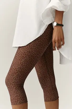 Anthropologie Animal Print Sheer Capri